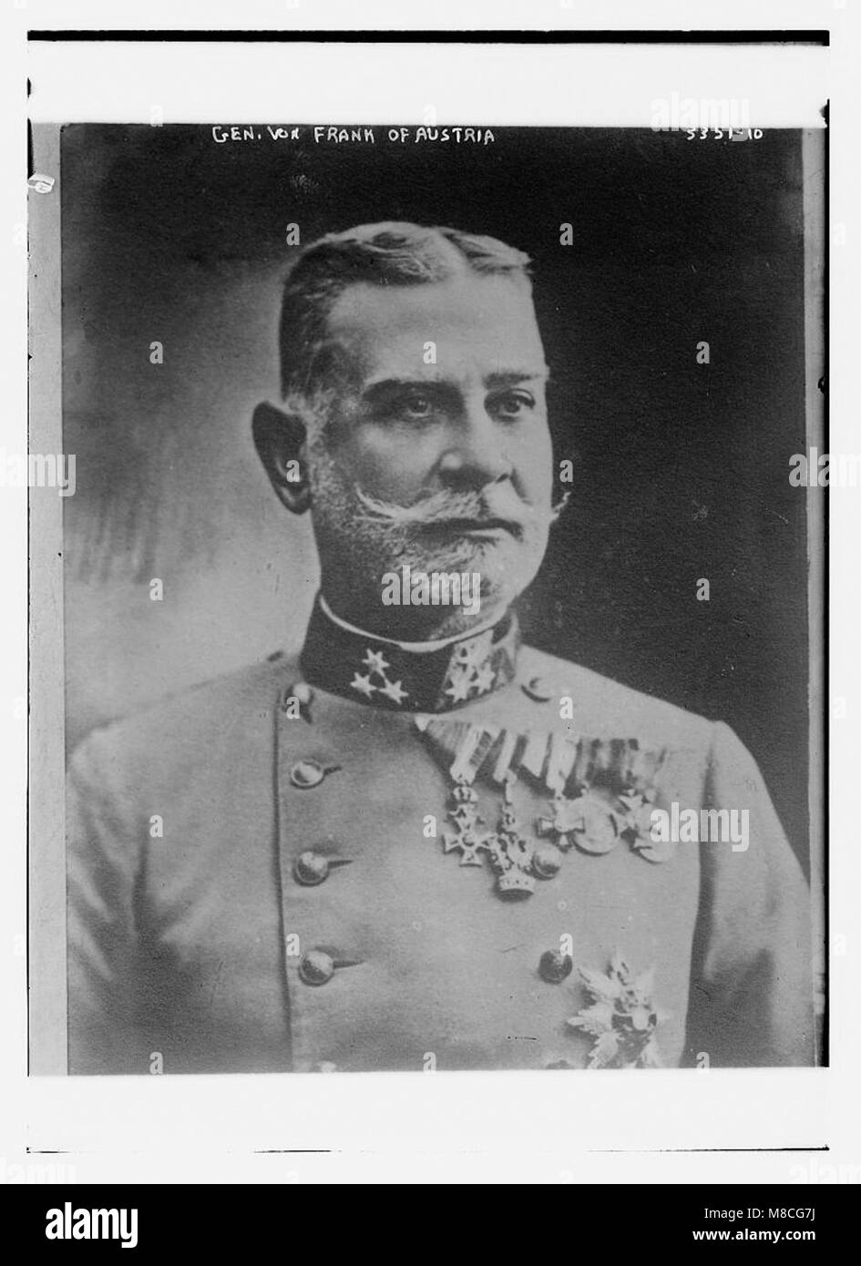 A portrait of General von Frank of Austria, captured in formal attire ...