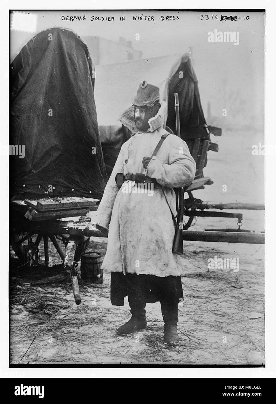 A photograph of a German soldier in winter uniform, showcasing the ...