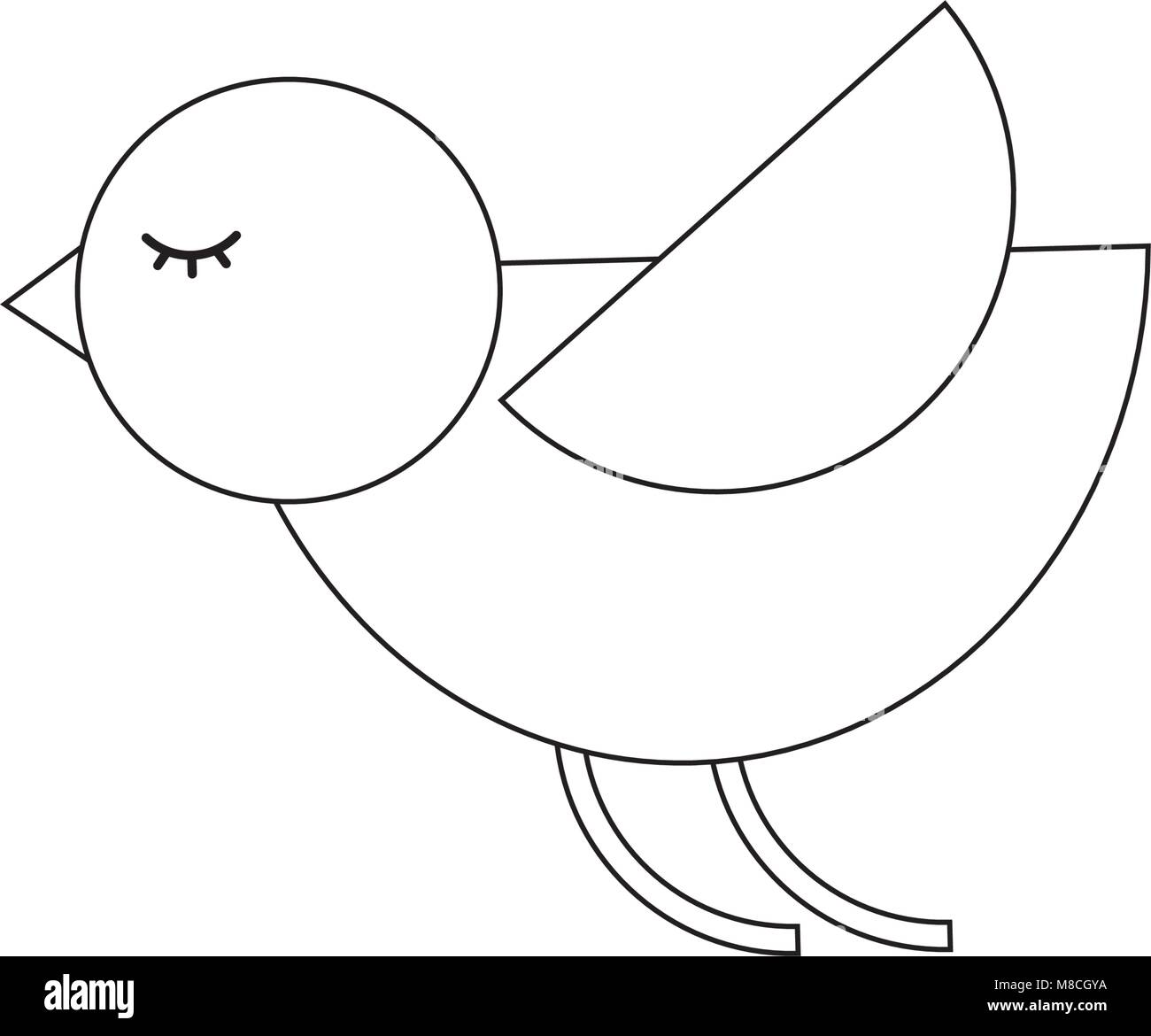 cute cartoon flying bird animal vector illustration thin line Stock ...