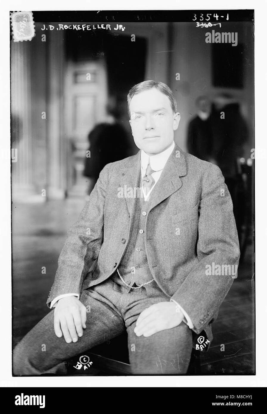 A portrait of J.D. Rockefeller Jr., an influential American businessman ...