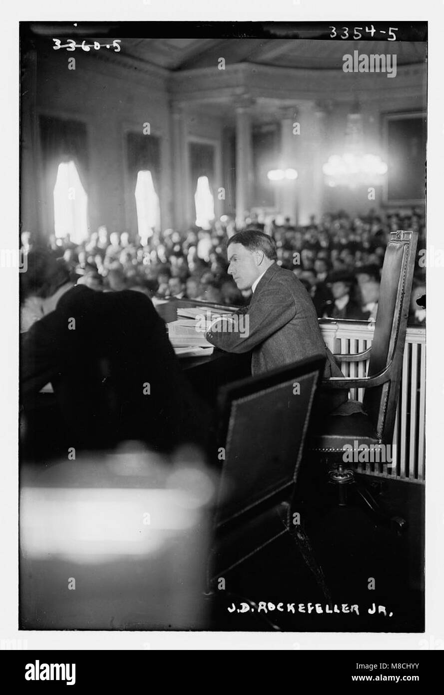 A portrait of J.D. Rockefeller, Jr., an American businessman and ...