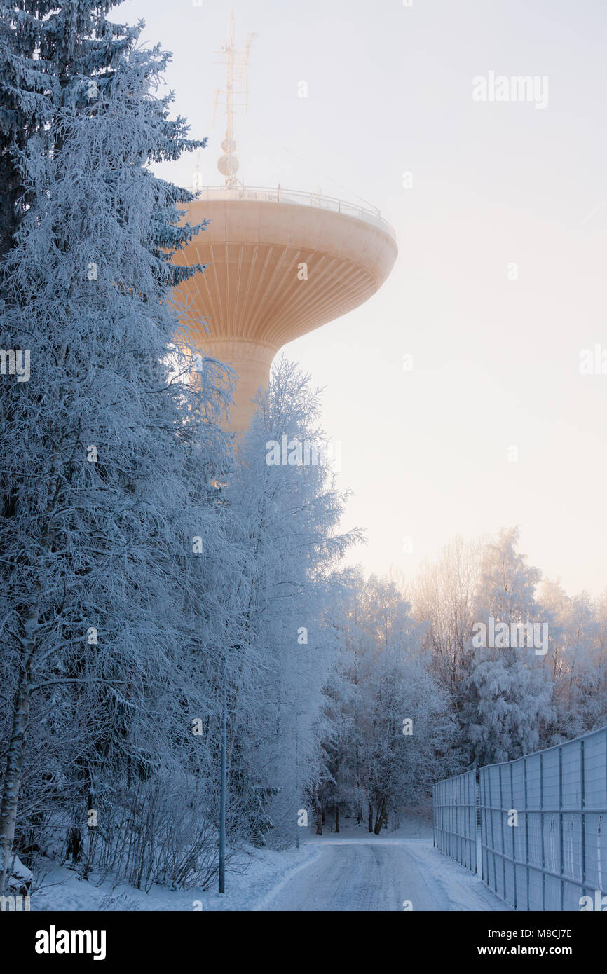 Water tower in cold winter weather Stock Photo - Alamy
