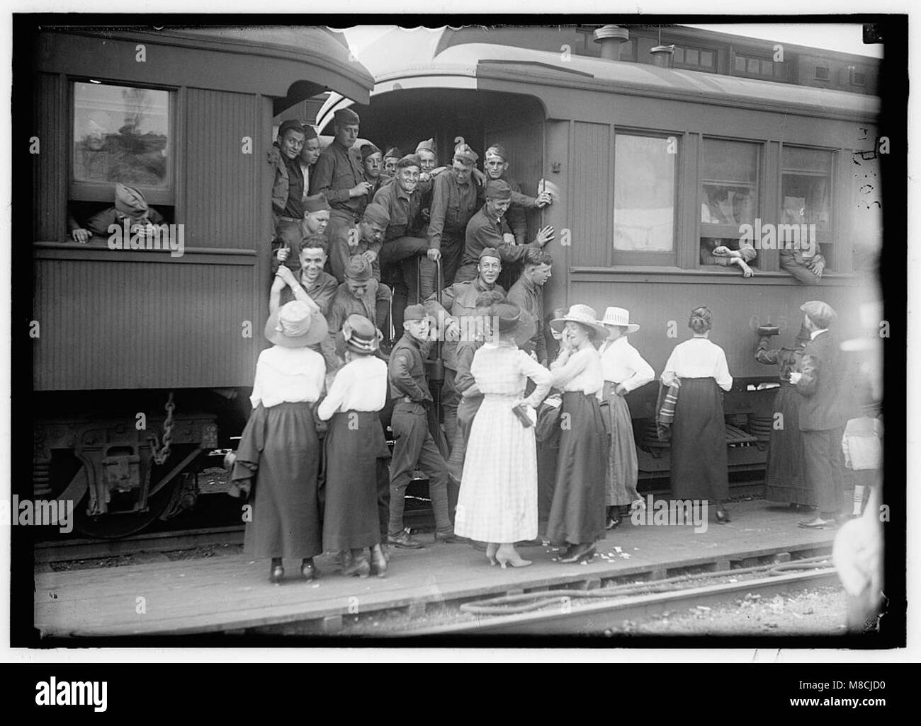 A historical image showing U.S. soldiers returning to Washington, D.C ...