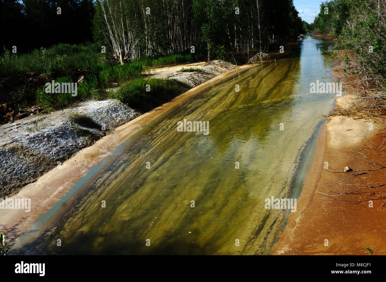 pollution of surface water channel and waste water from factories Stock ...