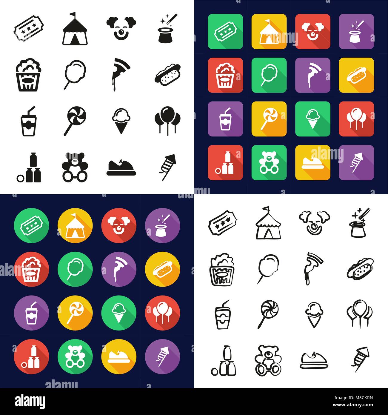 Fair All in One Icons Black & White Color Flat Design Freehand Set Stock Vector Image & Art - Alamy