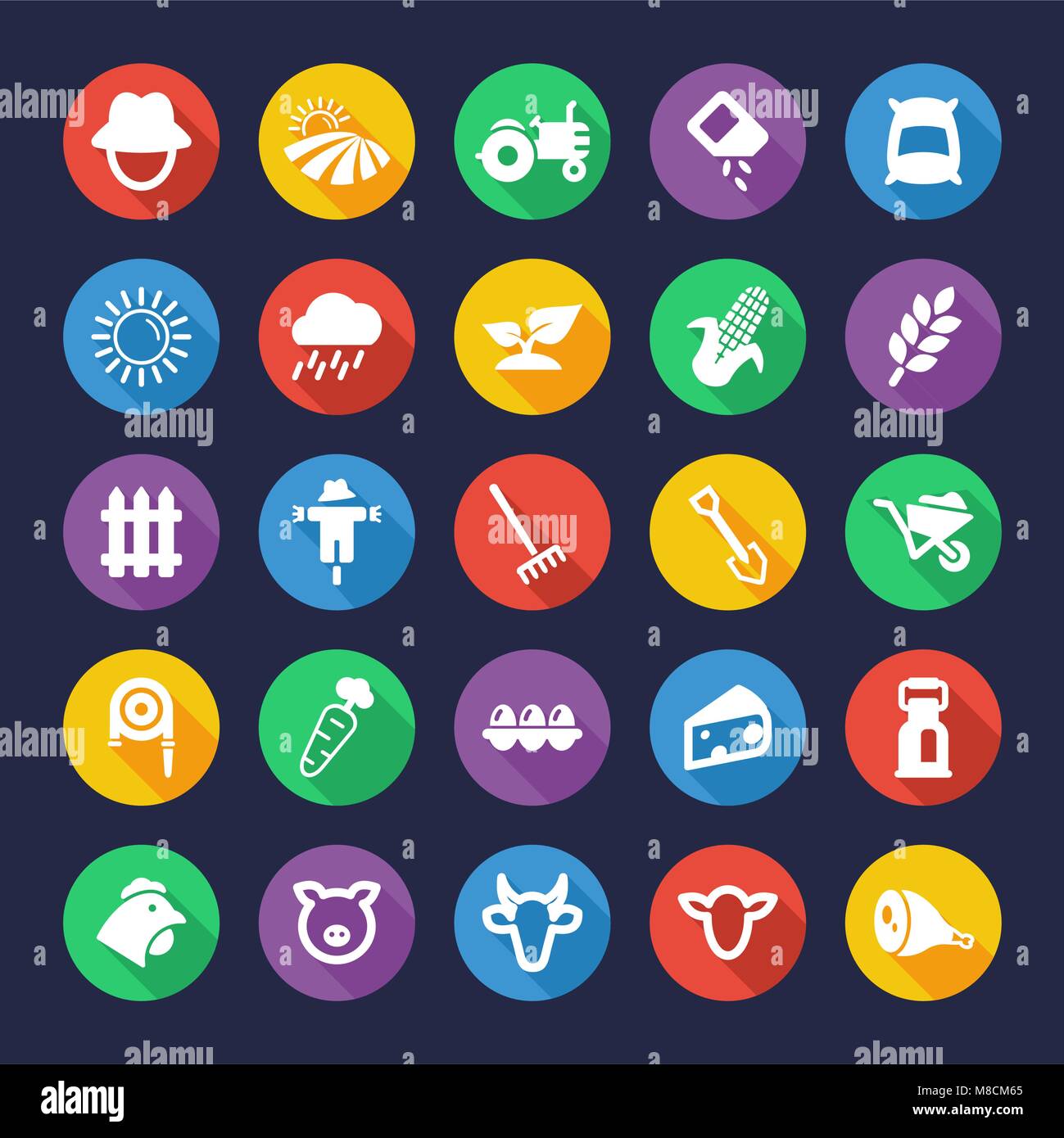 Farm Icons Flat Design Circle Stock Vector Image & Art - Alamy