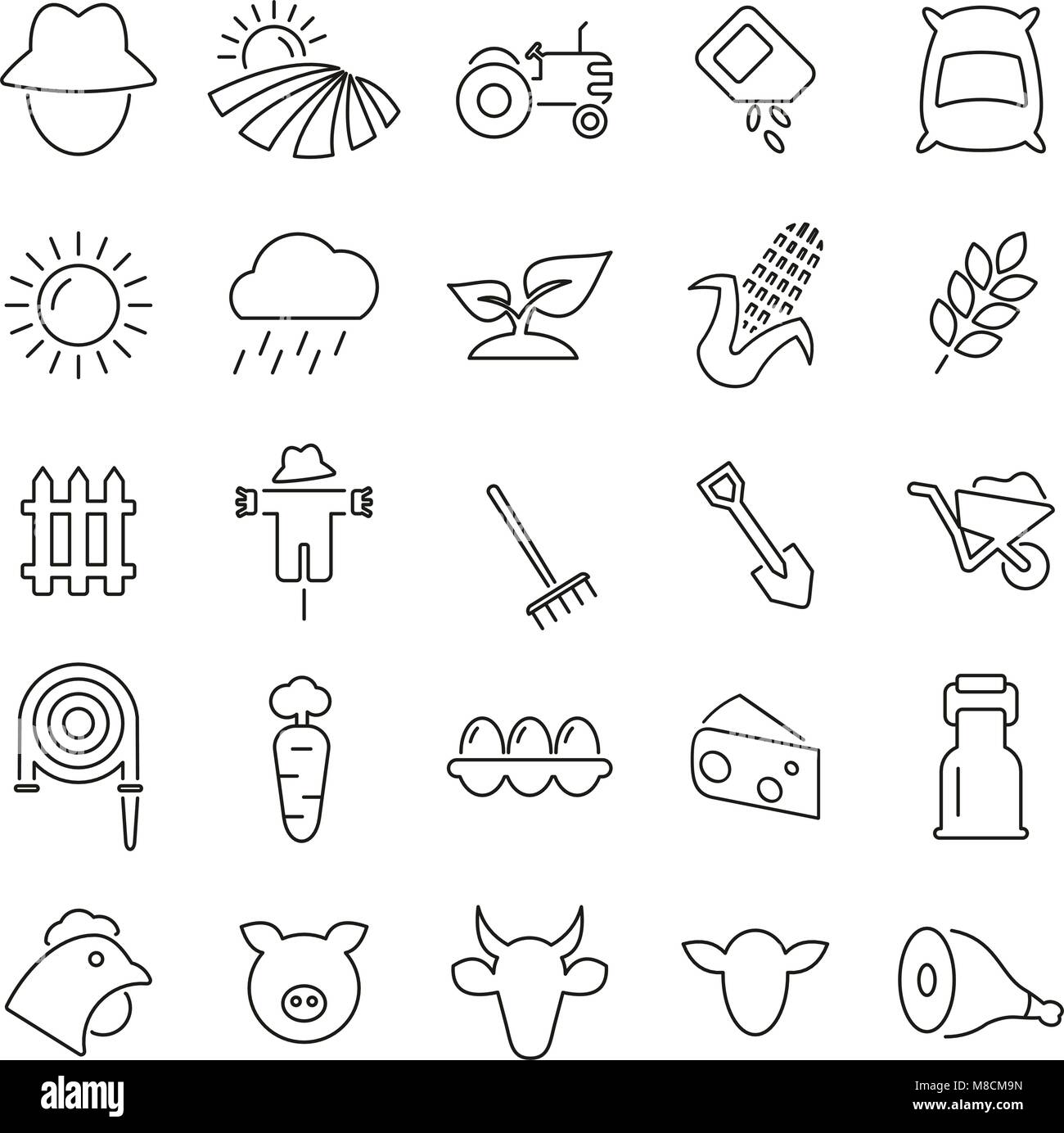 Farm or Homestead Icons Thin Line Vector Illustration Set Stock Vector ...