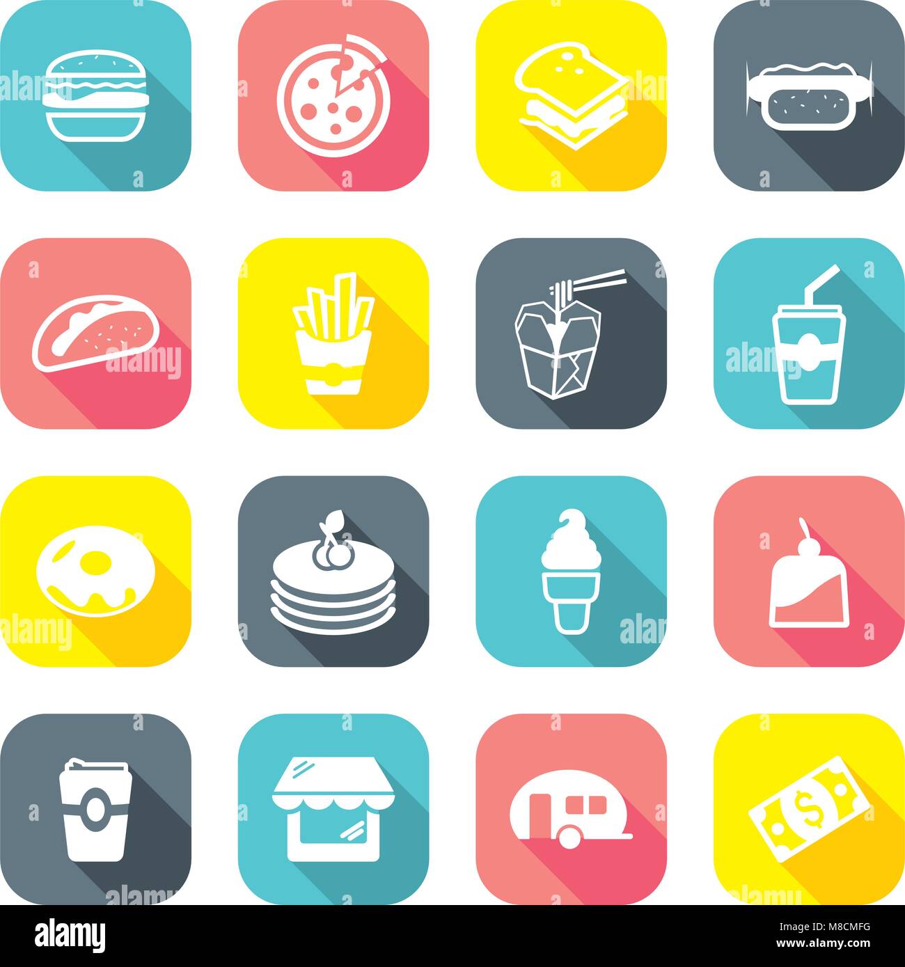 Fast Food Restaurant Icons Flat Design Stock Vector Image & Art - Alamy