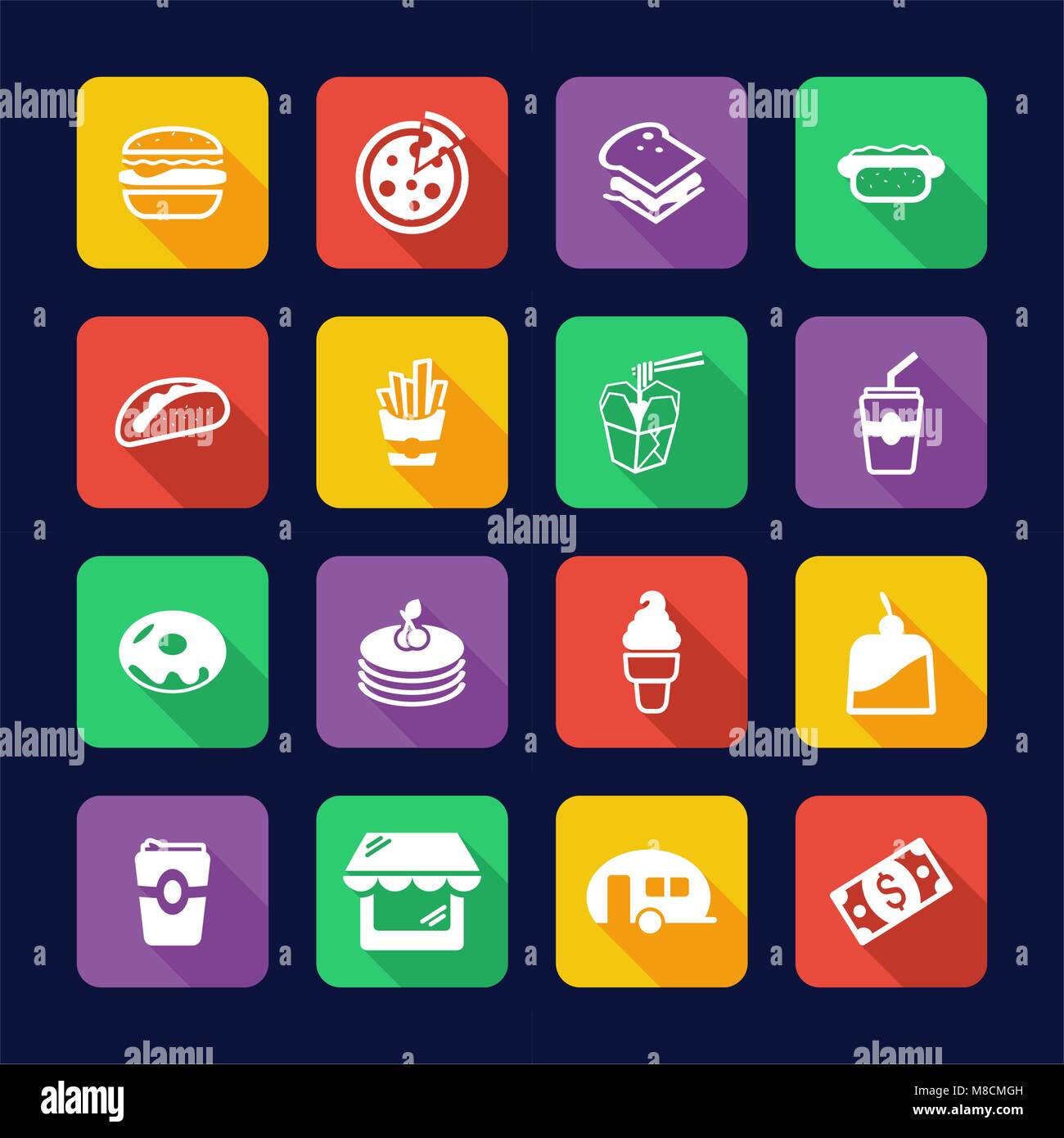 Fast Food Restaurant Icons Flat Design Stock Vector Image & Art - Alamy