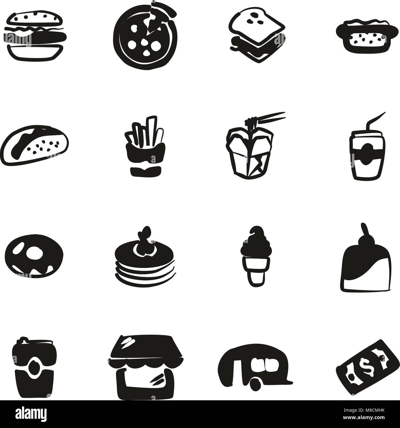 Fast Food Restaurant Icons Freehand Fill Stock Vector Image & Art - Alamy