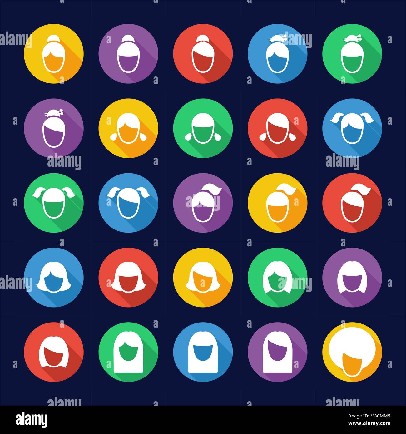 Female Haircut Icons Flat Design Circle Stock Vector Image & Art - Alamy