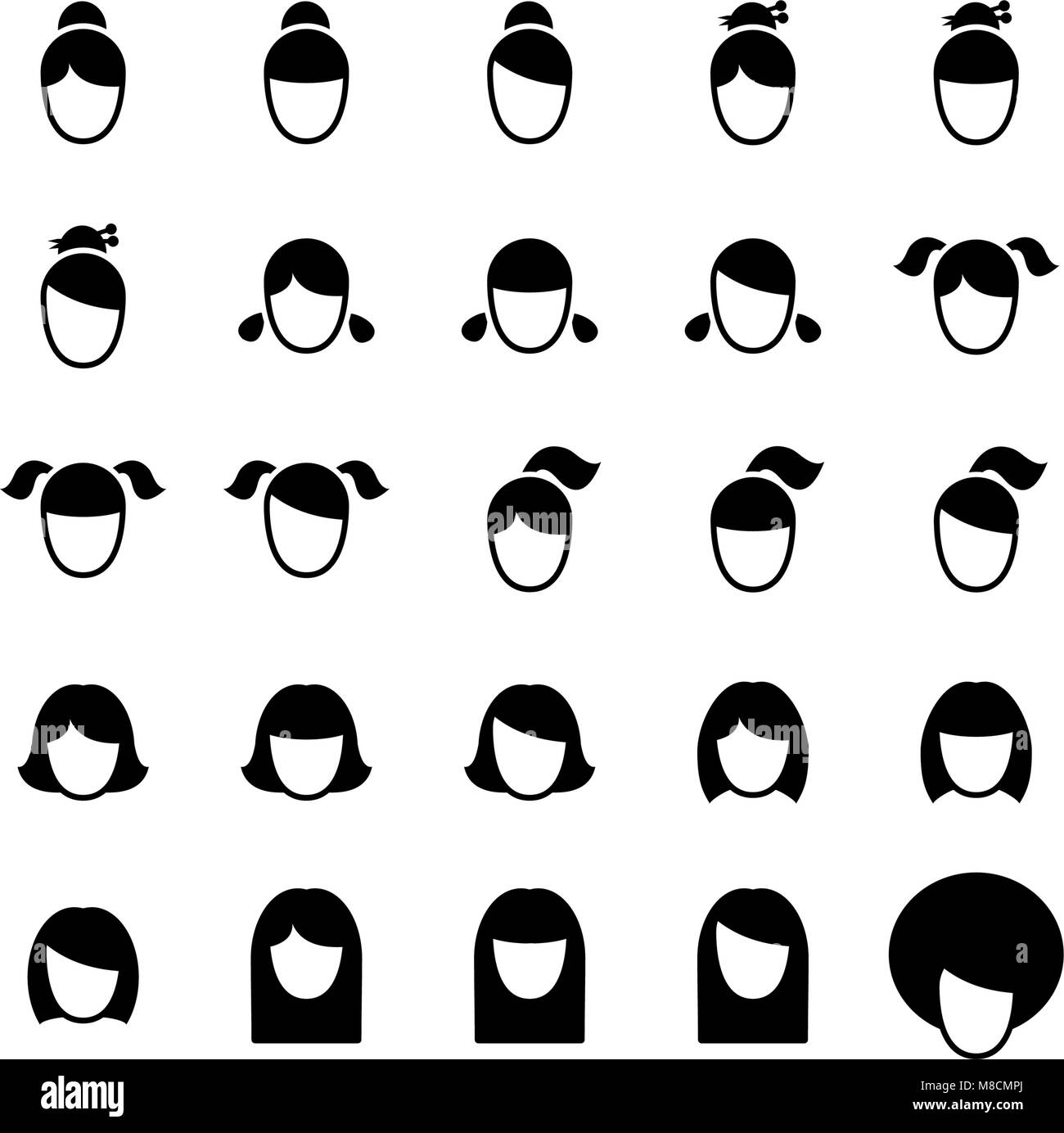 Female Haircut Icons Stock Vector Image & Art - Alamy