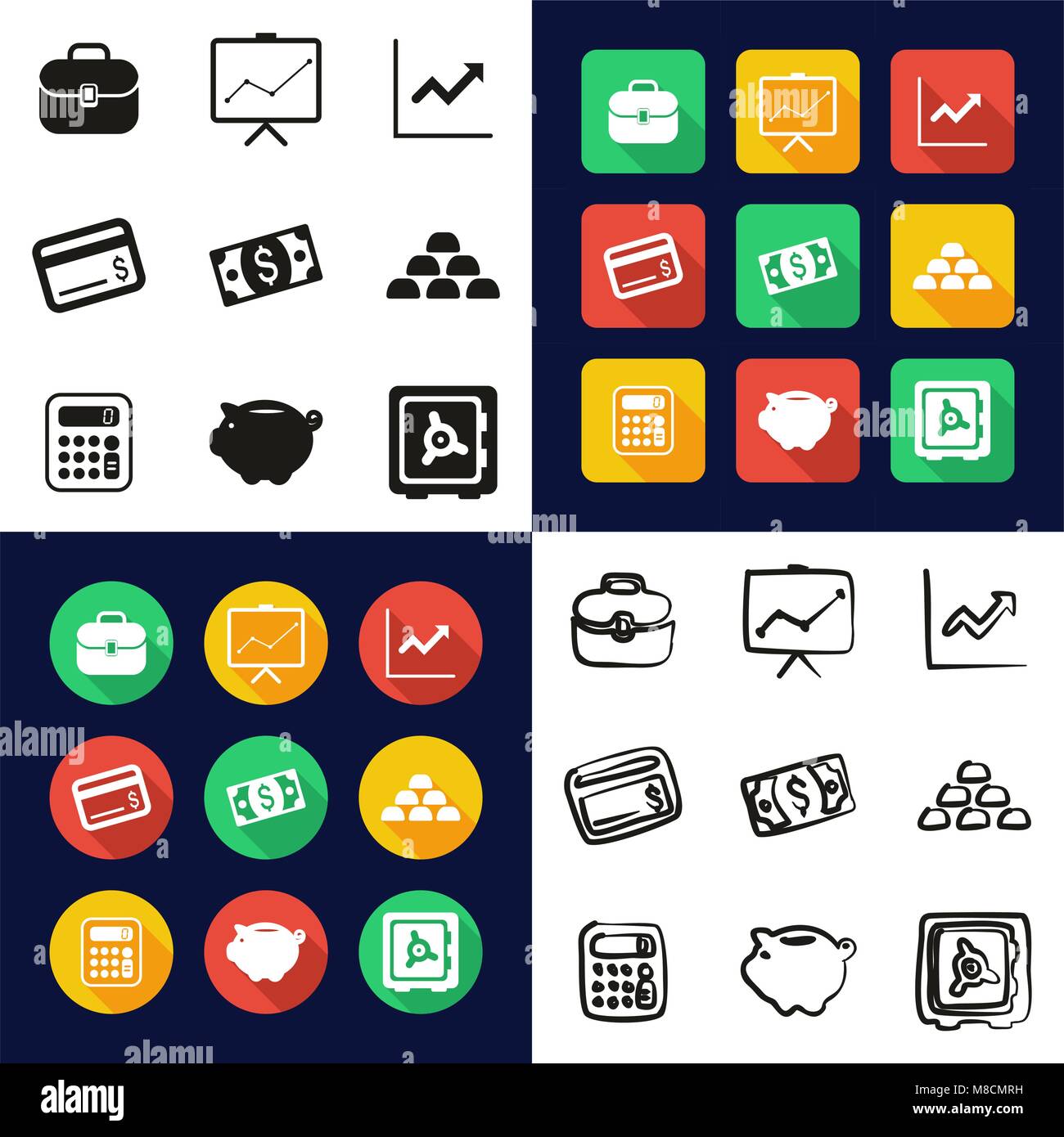 Finance Icons All in One Icons Black & White Color Flat Design Freehand ...