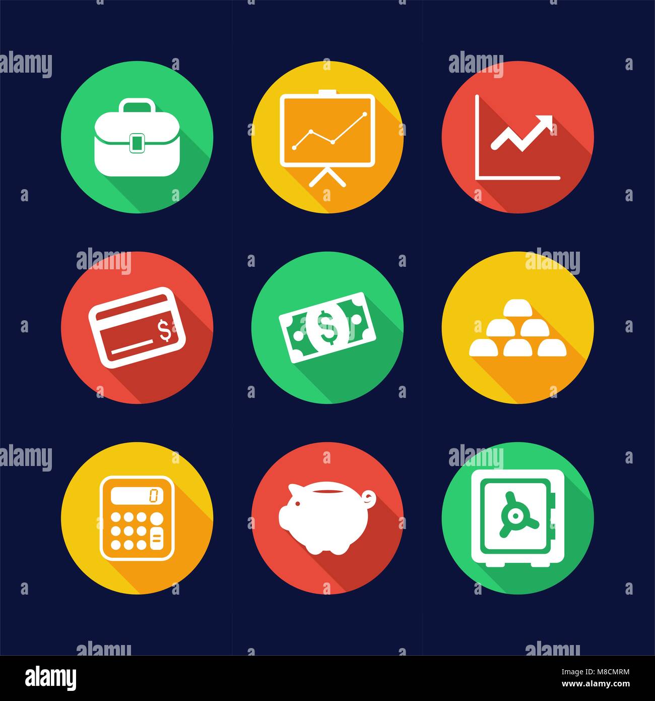 Finance Icons Flat Design Circle Stock Vector Image & Art - Alamy