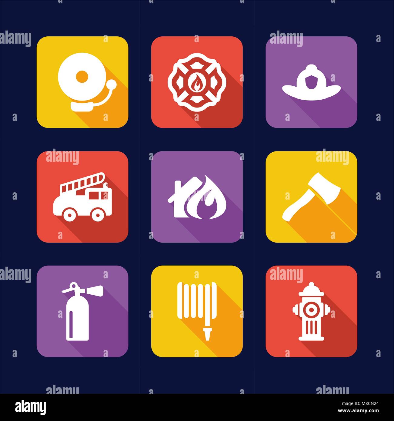 Fireman Icons Flat Design Stock Vector Image & Art - Alamy