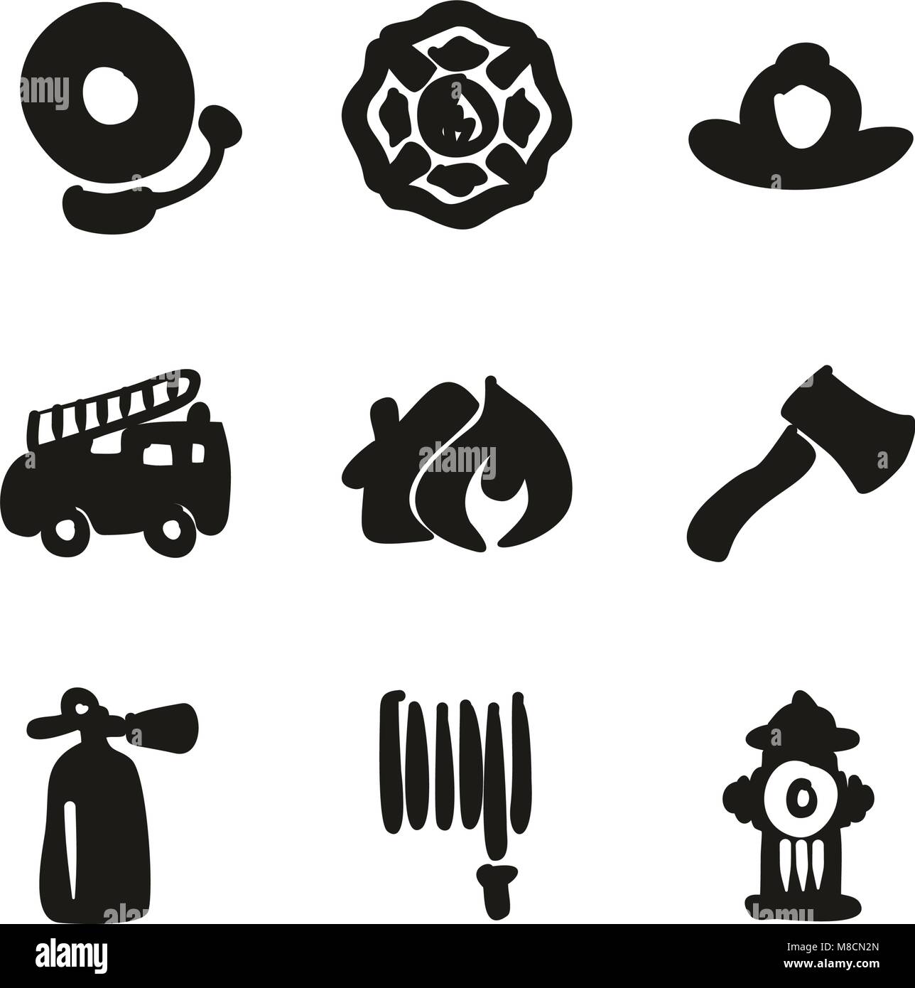 Fireman Icons Freehand Fill Stock Vector Image & Art - Alamy