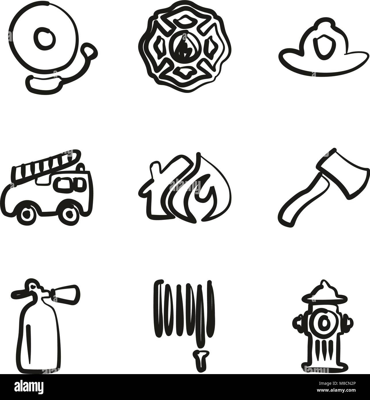 Fireman Icons Freehand Stock Vector Image & Art - Alamy