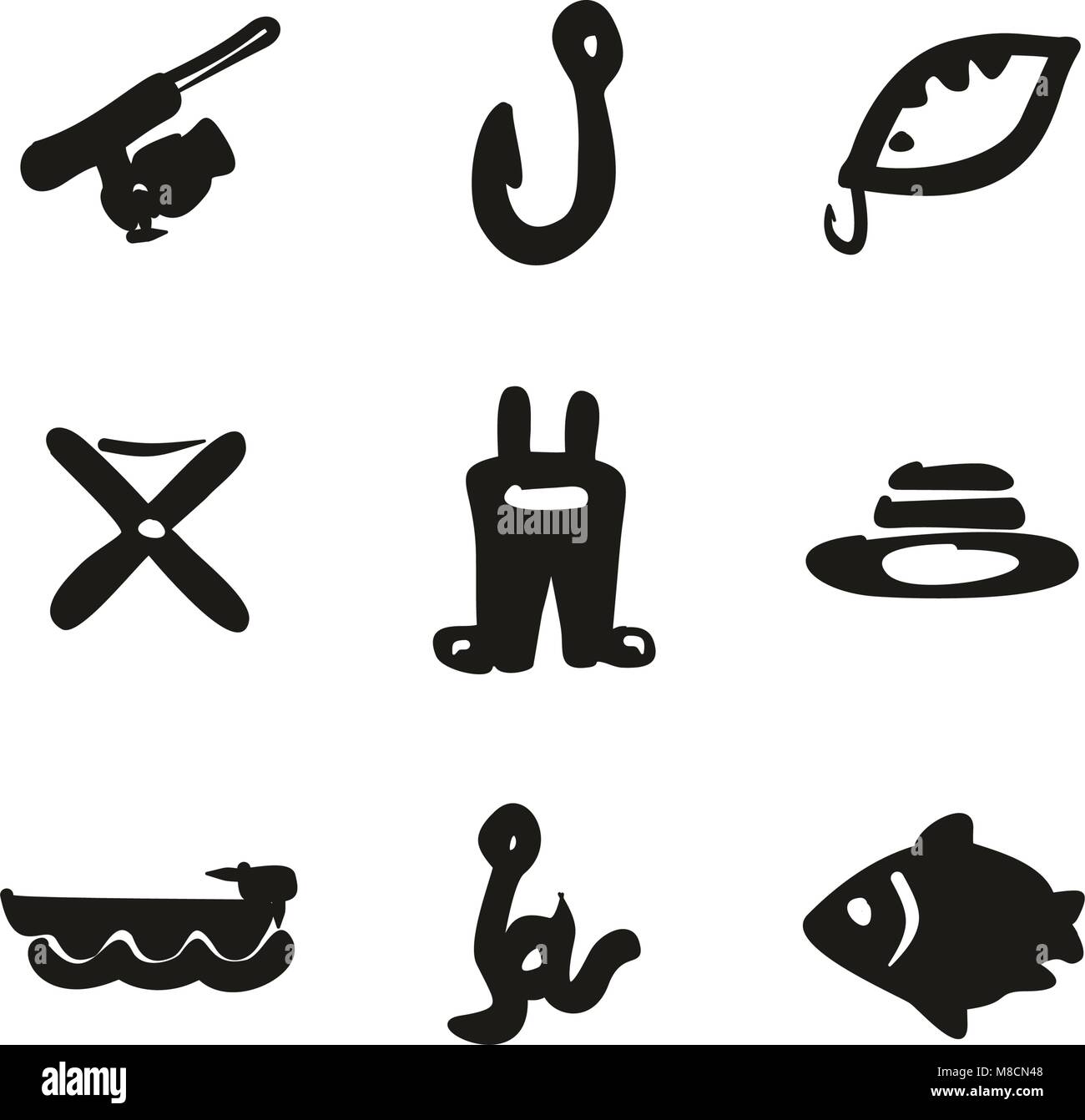 Fishing Icons Freehand Fill Stock Vector Image & Art - Alamy