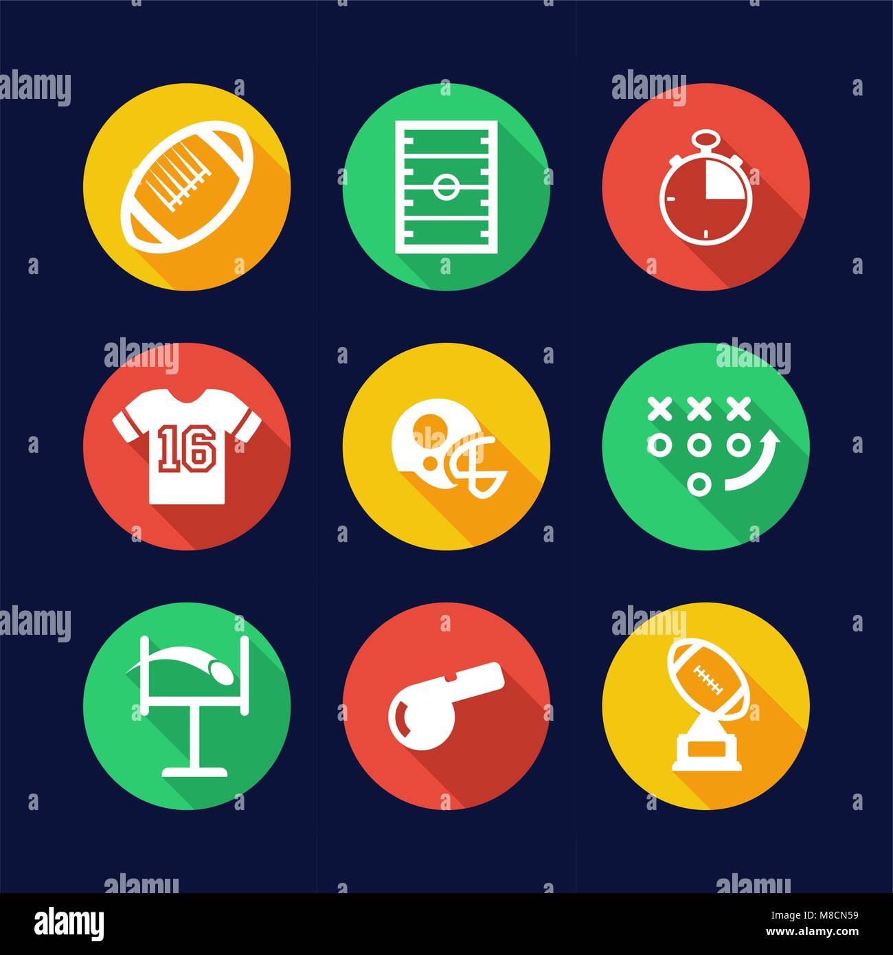 Football Icons Flat Design Circle Stock Vector Image & Art - Alamy