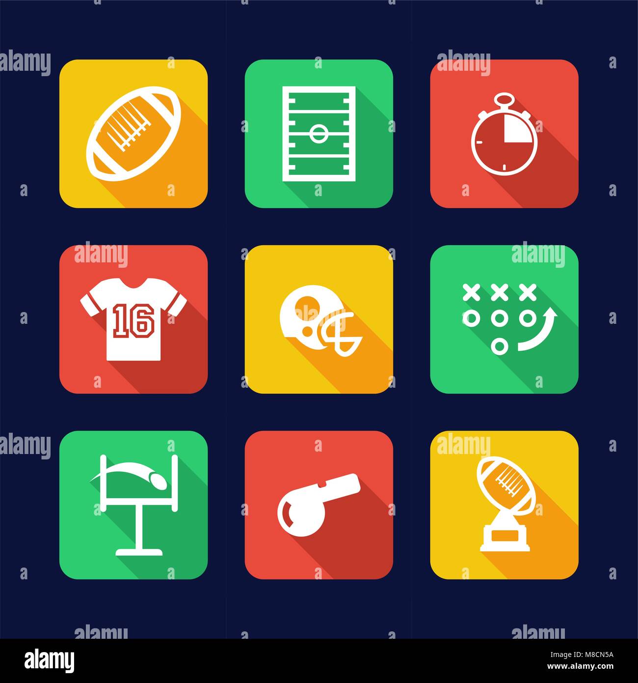 Football Icons Flat Design Stock Vector Image & Art - Alamy