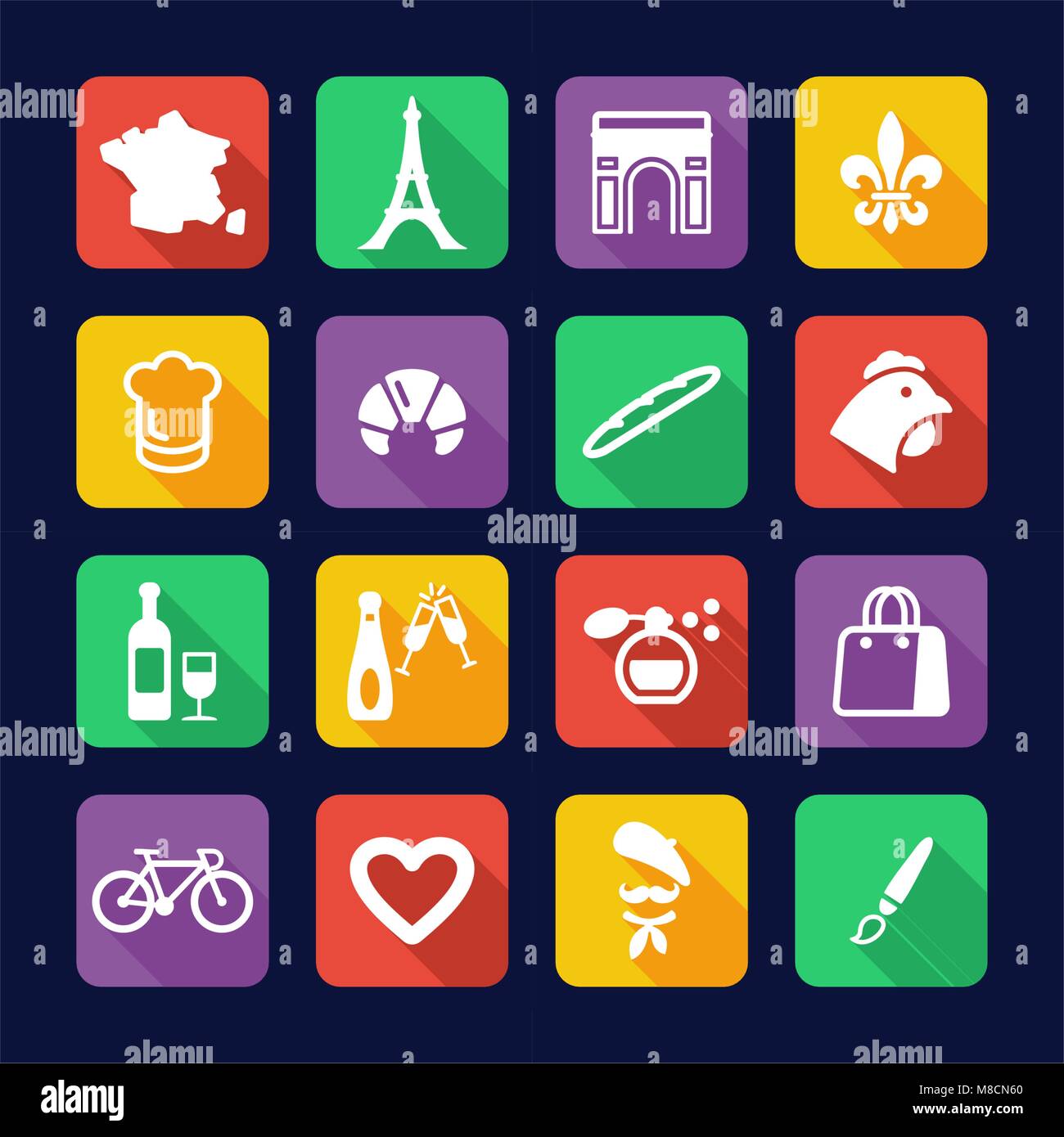 France Icons Flat Design Stock Vector Image & Art - Alamy