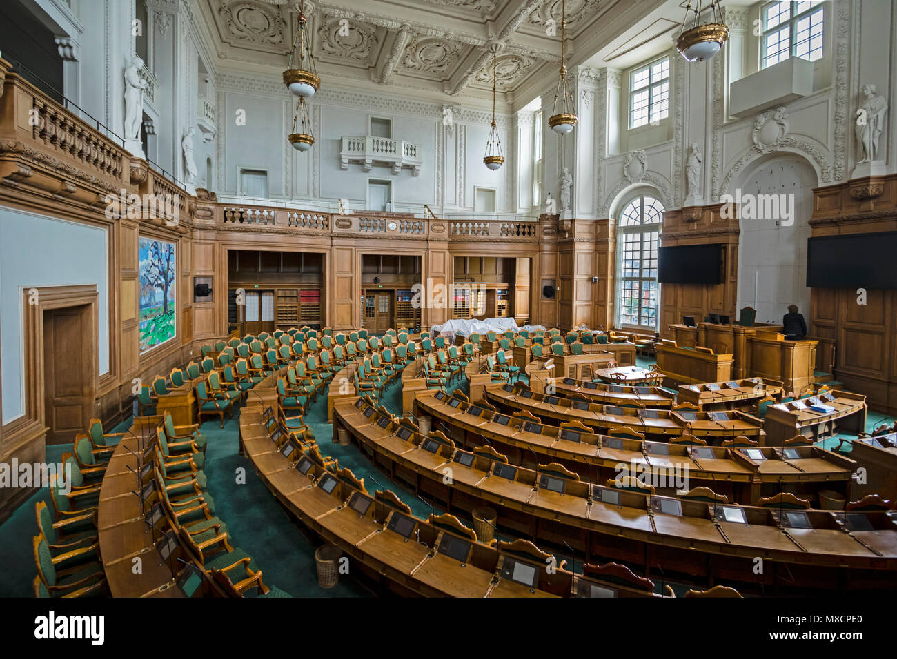 The parliament hall at Christiansborg Palace Slotsholmen. The Danish ...