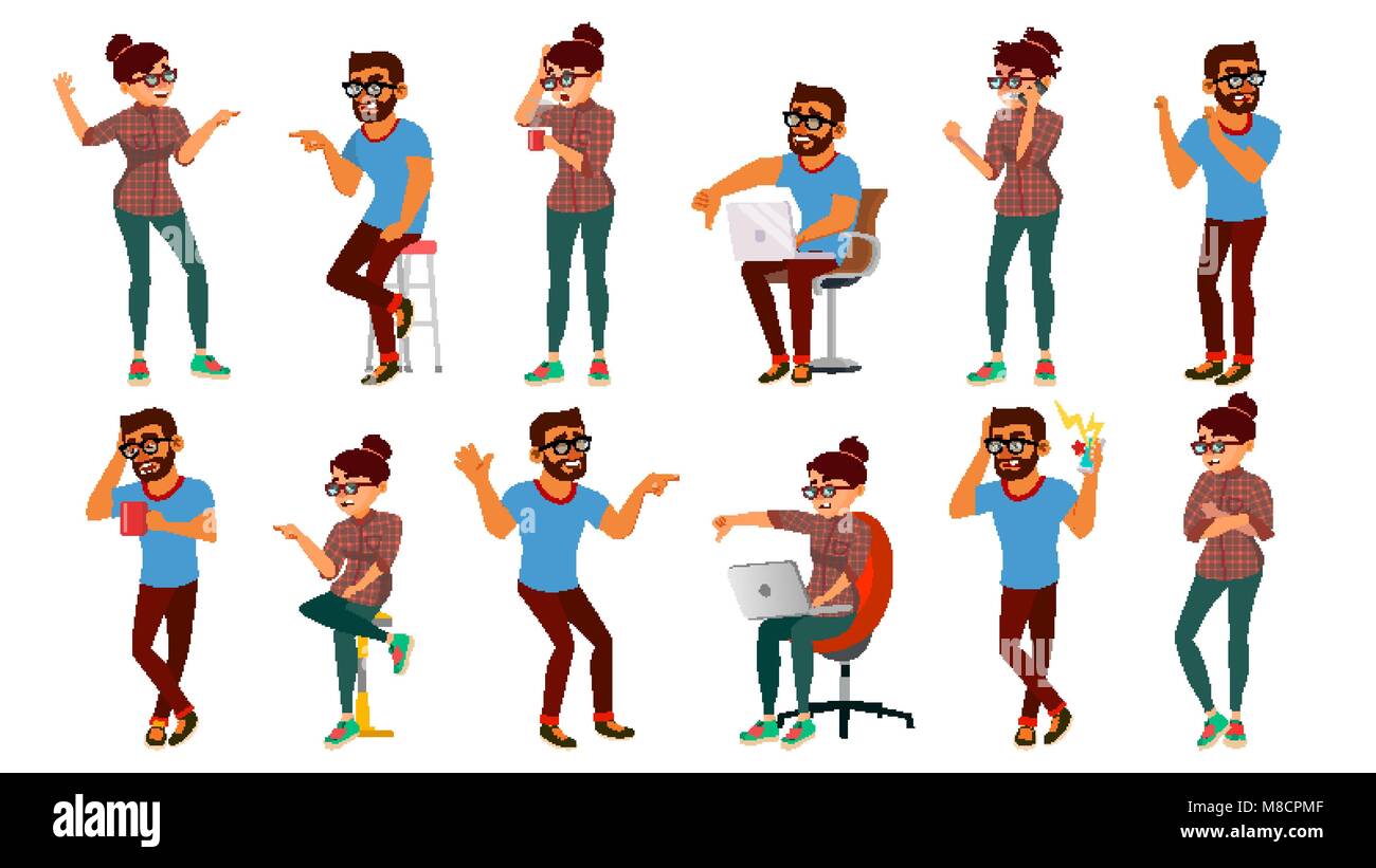 Negativity Expressing People Set Vector. Male, Female Character. Thumbs ...