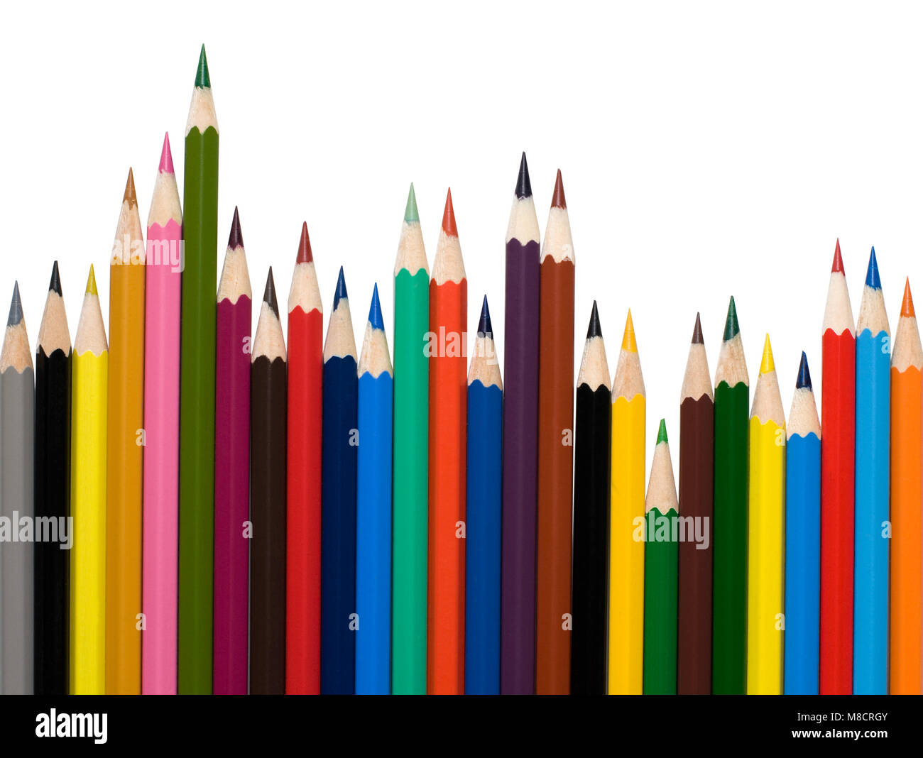 Number of colored pencils on white background Stock Photo - Alamy