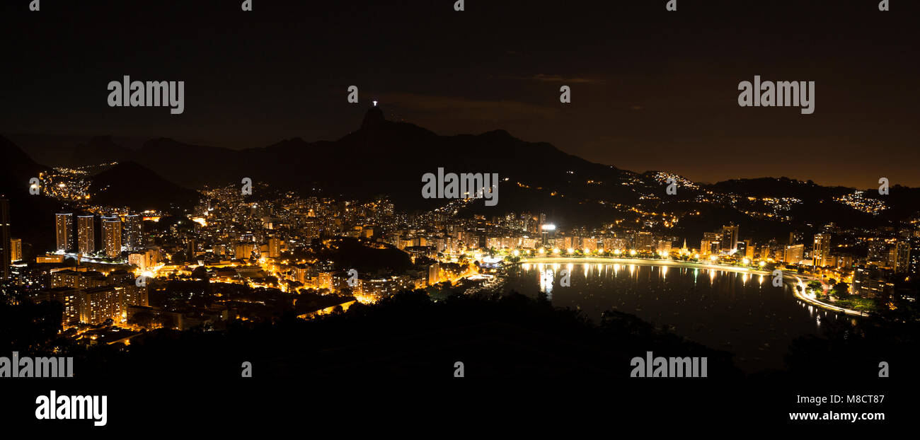 Panorama of Rio de Janeiro city by night, Brazil Stock Photo - Alamy
