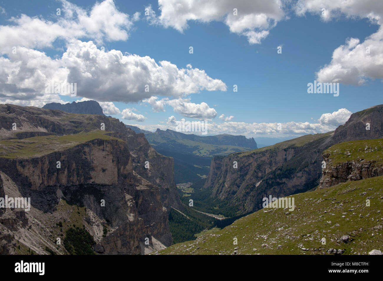 A view looking along the Langental or Vallunga Valley in the Naturpark ...