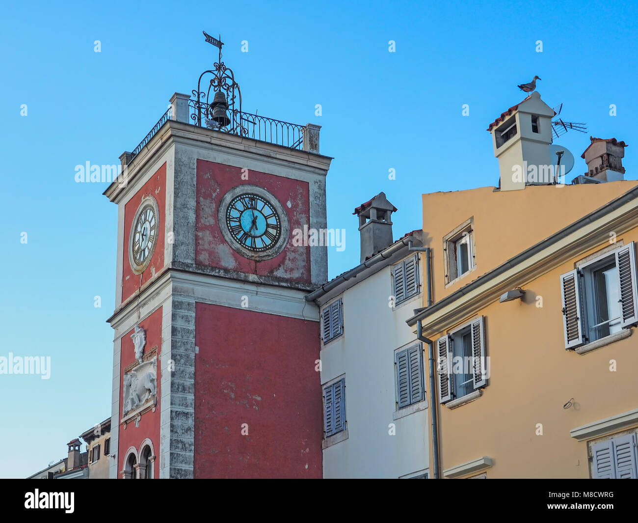 Old town of Rovinj, Croatia, with clock tower Stock Photo - Alamy