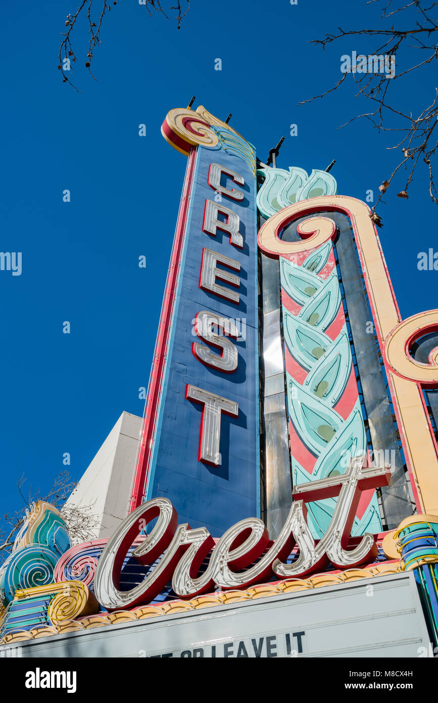 Sacramento, FEB 23: Sign of the historical Crest Theatre on FEB 23 ...