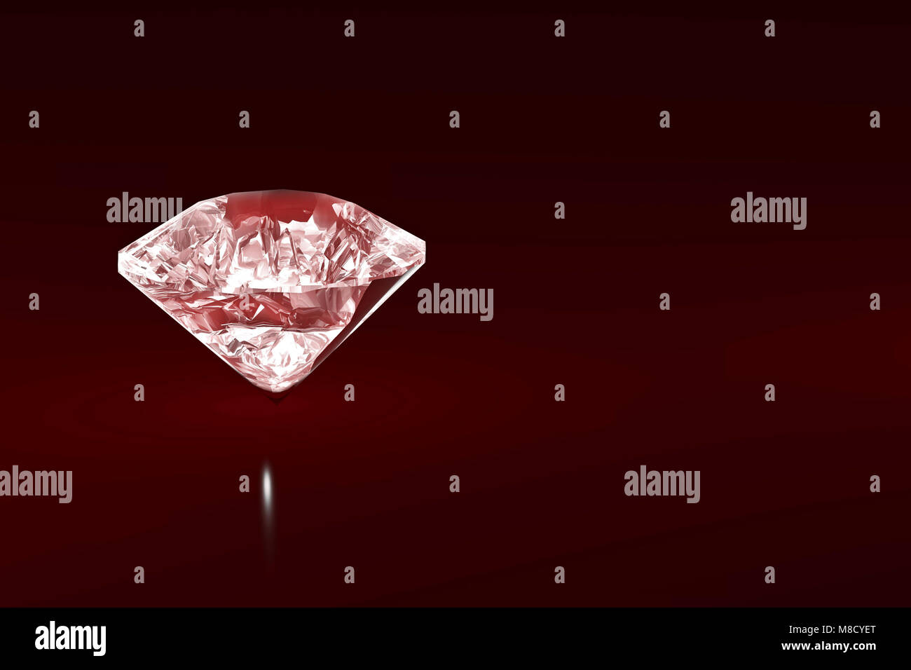 3D pink diamond illustration isolated on dark red background Stock ...