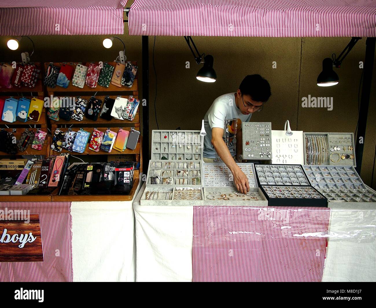 QUEZON CITY, PHILIPPINES - MARCH 9, 2018: Bazaar stalls in UP Town ...