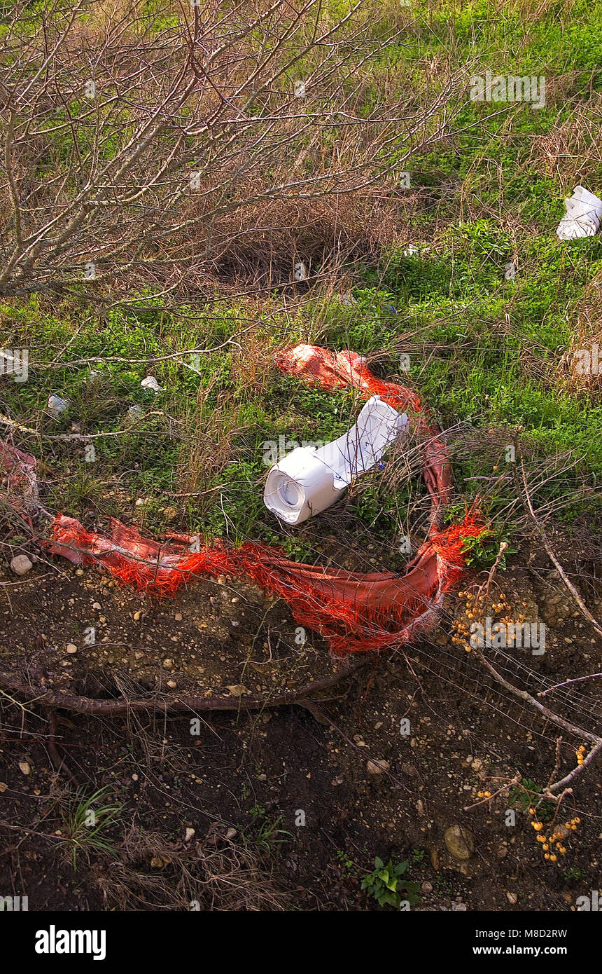 Trash dumped over bridge in country Stock Photo - Alamy