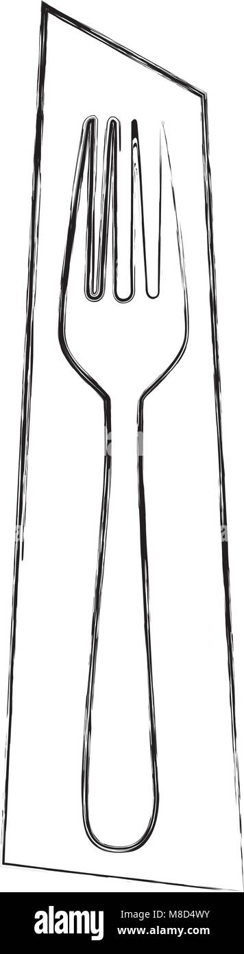 sketch of monochrome blurred contour of rectangle with fork Stock ...