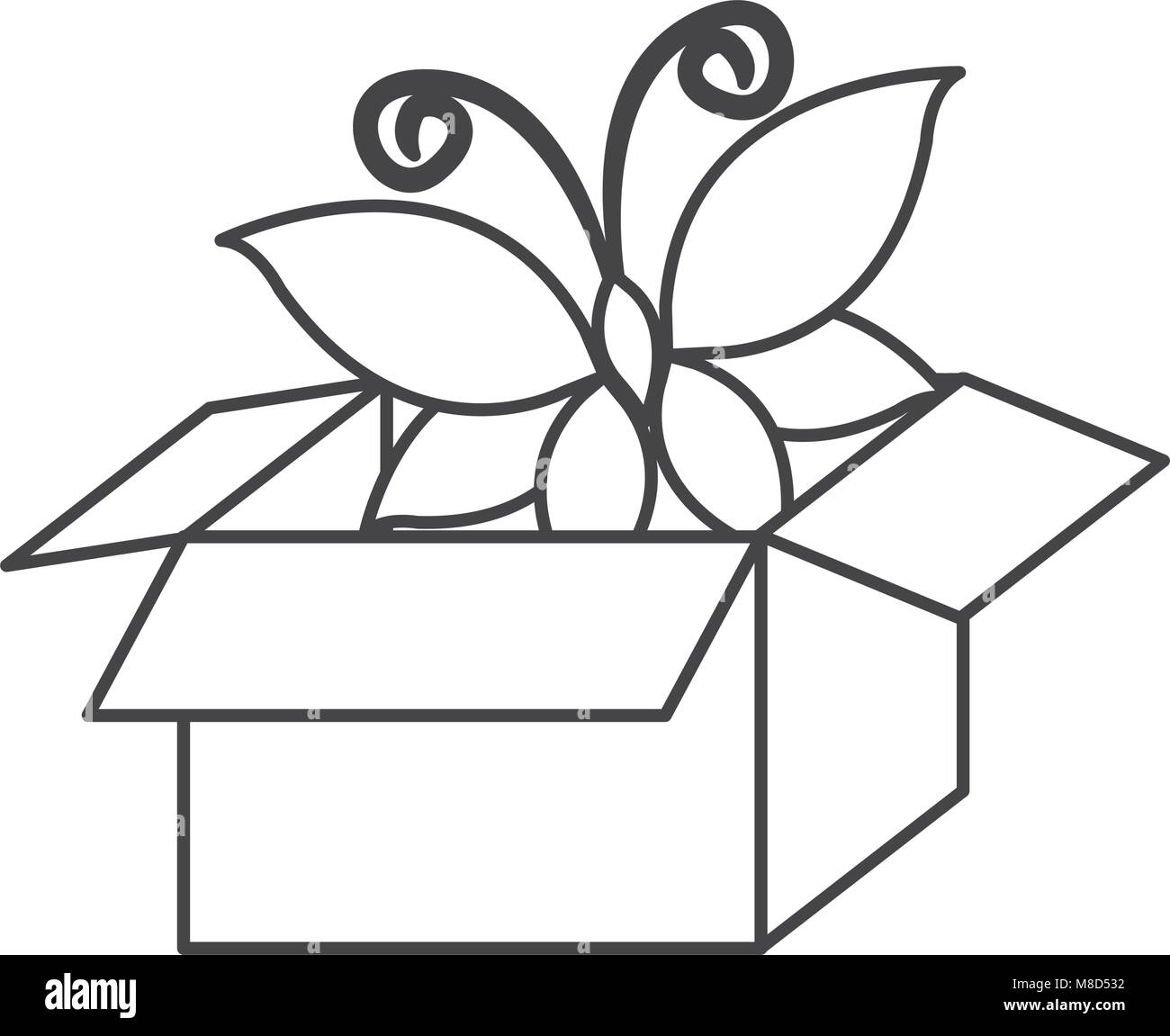 monochrome contour background with abstract butterfly coming out of the ...