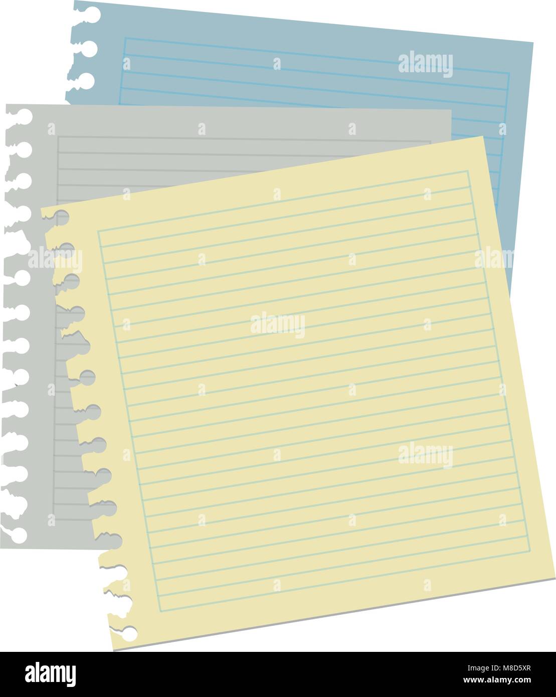 color silhouette with striped notebook sheets in blank vector ...