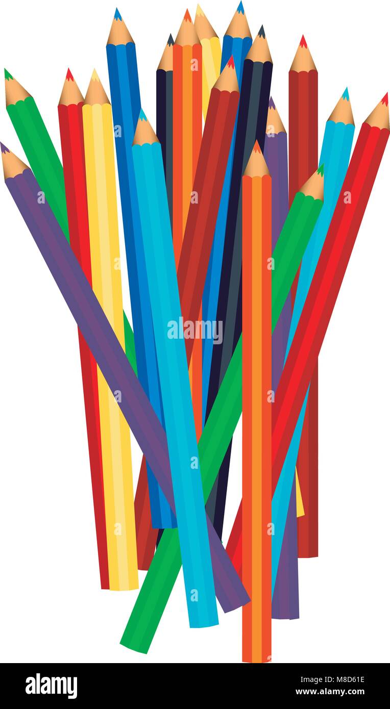 silhouette with set of colored pencils Stock Vector Image & Art - Alamy