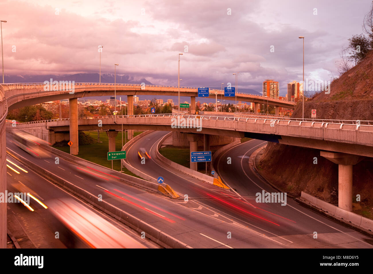 Freeways intersection at Vitacura district in Santiago de Chile Stock ...