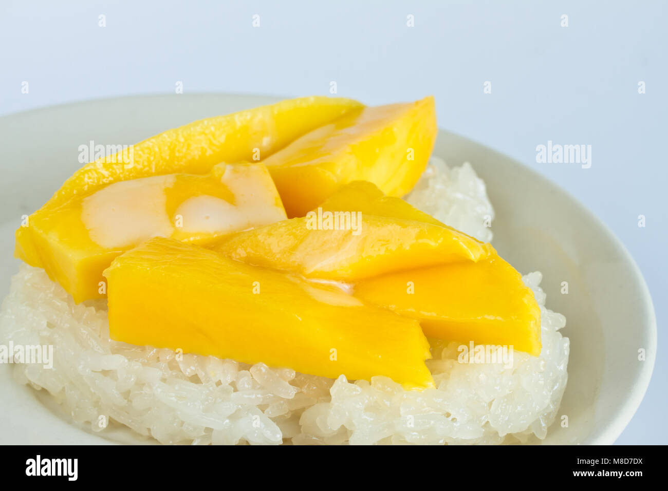 Sticky Rice with Mango on white background Stock Photo - Alamy