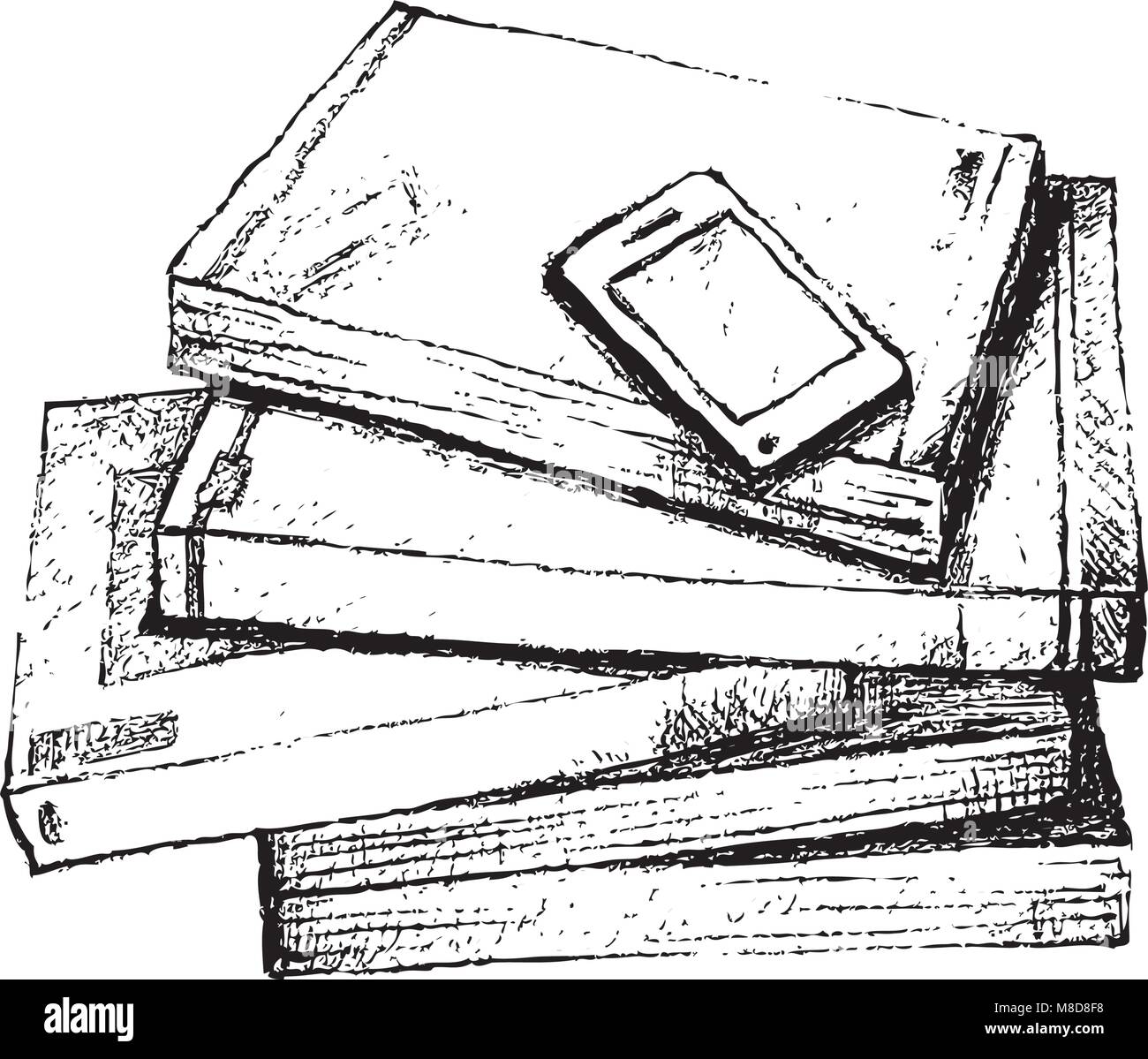 Illustration of Hand Drawn Sketch of Cellular Phone or Mobile Smart ...