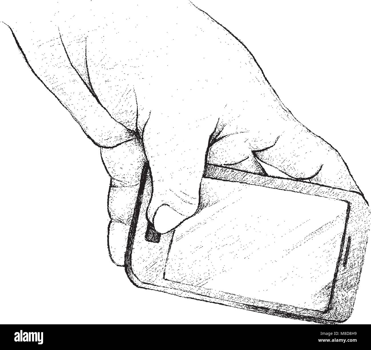 Illustration of Hand Drawn Sketch of Hand Holding Cellular Phone or ...