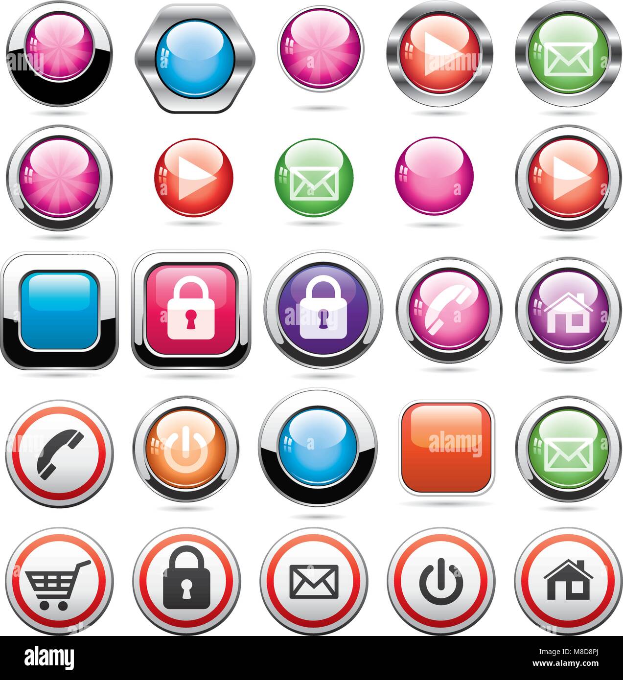 vector set of glossy buttons Stock Vector Image & Art - Alamy