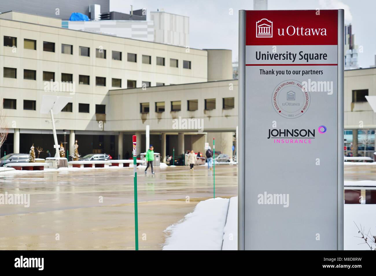 View of the campus of the University of Ottawa near University Square ...