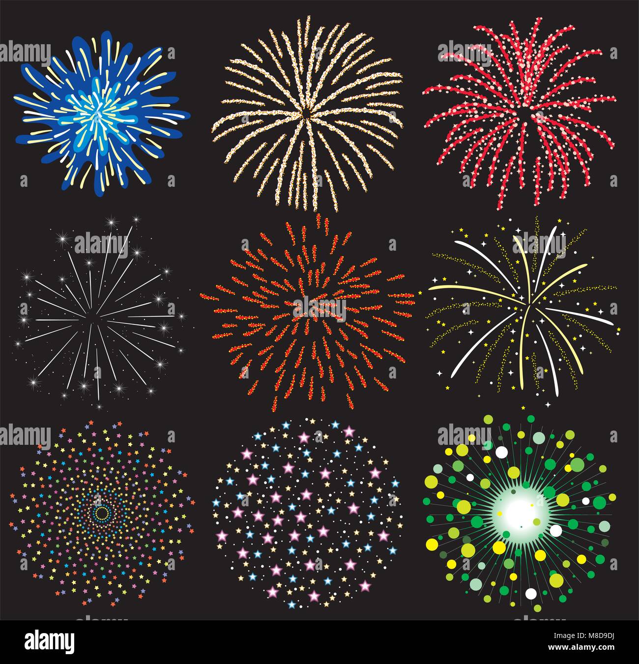Fireworks red white and blue Stock Vector Images - Alamy