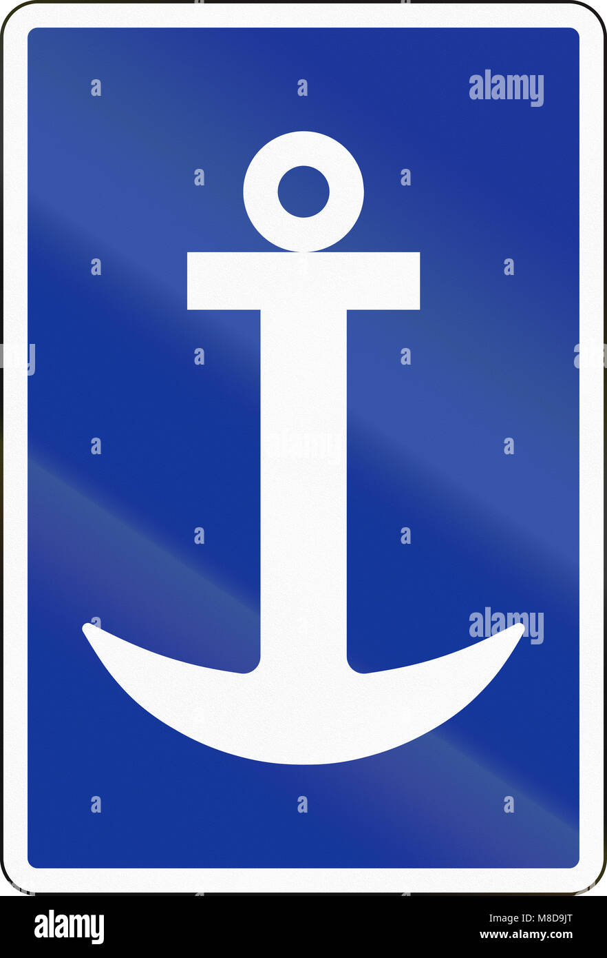German inland water navigation sign - Anchoring permitted Stock Photo ...