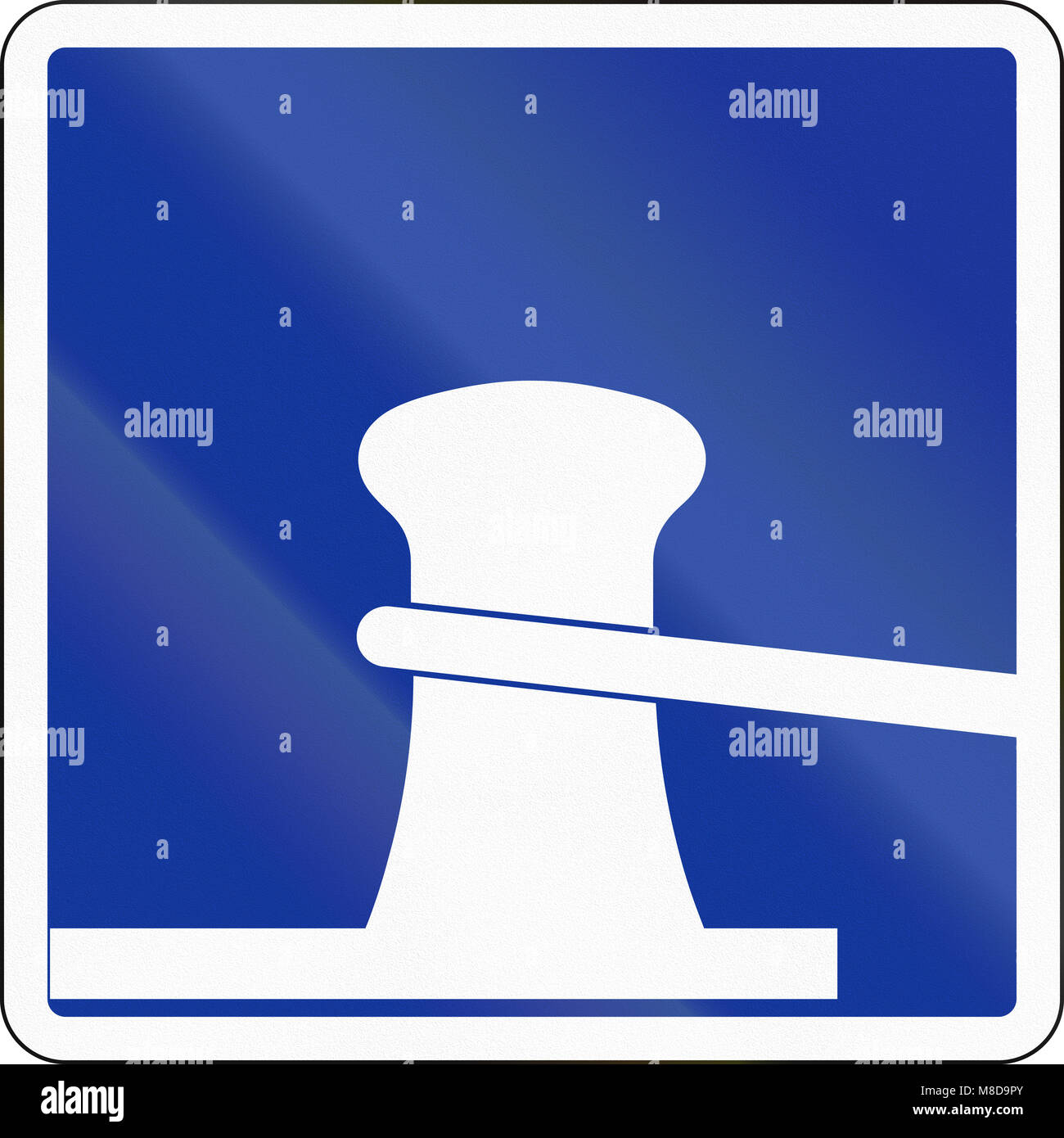 German inland water navigation sign - Mooring permitted Stock Photo - Alamy