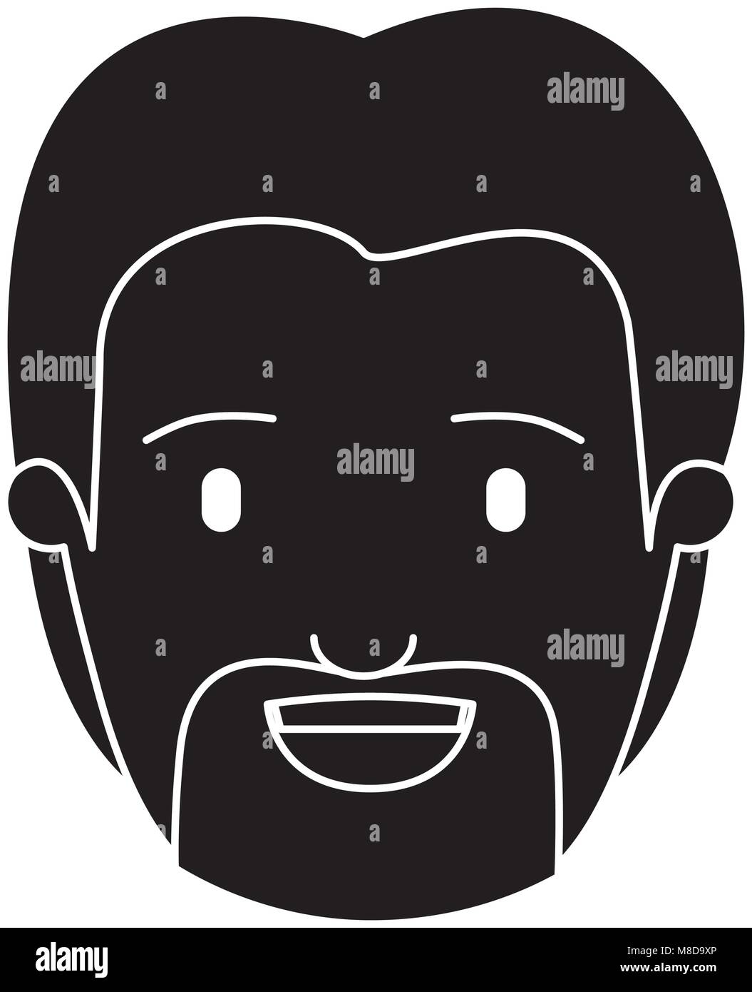 silhouette black front view face man with beard Stock Vector Image ...
