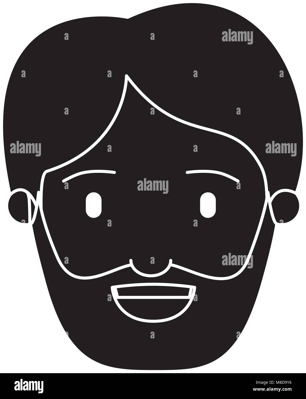 silhouette black front view face man bearded Stock Vector Image & Art ...